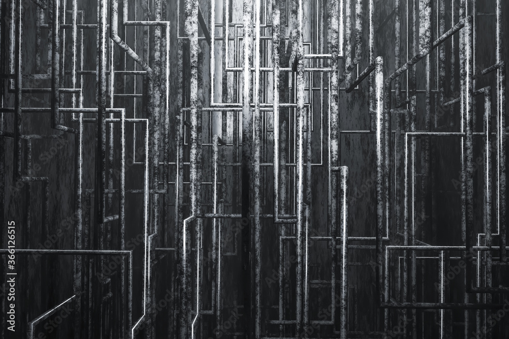 Vintage wall texture background with pipes for design and creativity ...