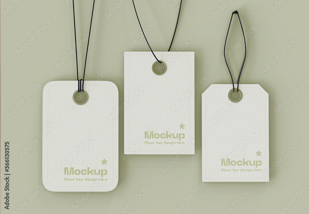 Three Hanging Tag Mockups Stock Template | Adobe Stock