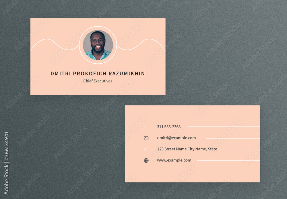Business Card Layout with Line Icons Stock Template | Adobe Stock