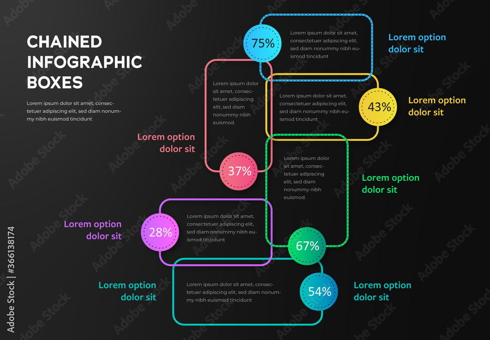 Colorful Infographic Layout with 6 Options Stock Template | Adobe Stock