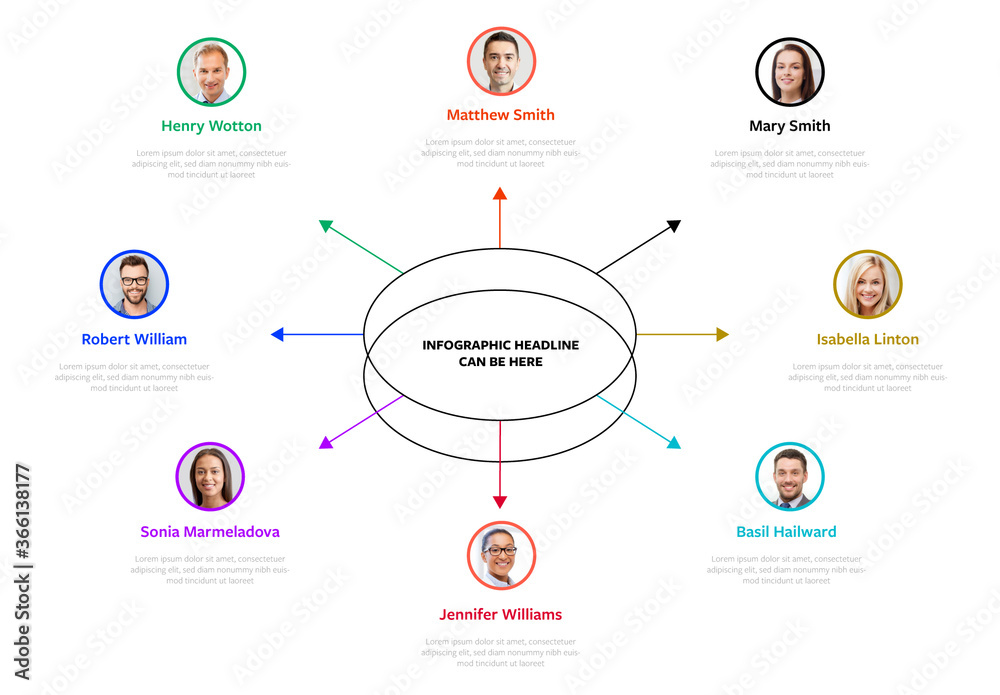 Infographic Layout White Circular Photo Placeholders Stock Template ...