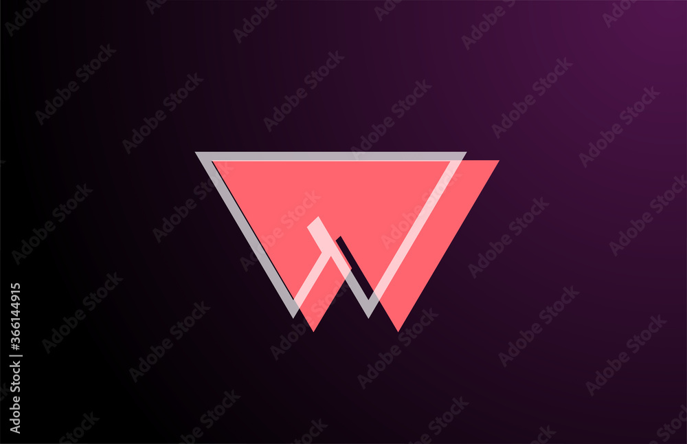 pink black geometric W line alphabet letter logo icon for company ...