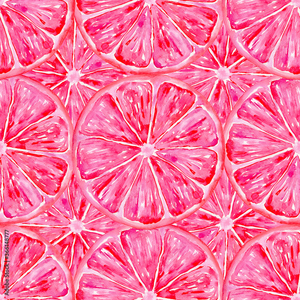 Seamless pattern with red grapefruit isolated on white background ...