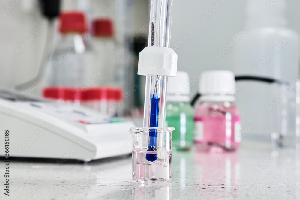 pH meter with glass electrode for measuring of alkalinity and acidity ...