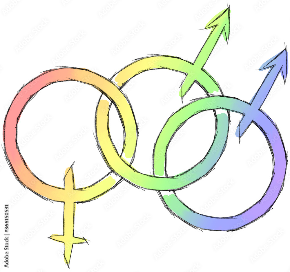 Ilustracja Stock: Bisexual symbol on white background. hand drawn ...