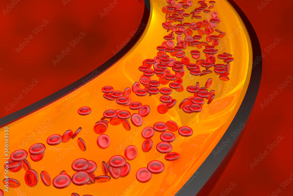 Three dimensional render of flowing red blood cells Stock Photo | Adobe ...