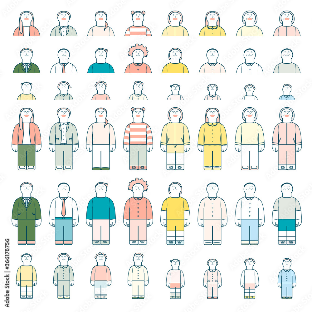 3 generations of parents and children vector de Stock | Adobe Stock