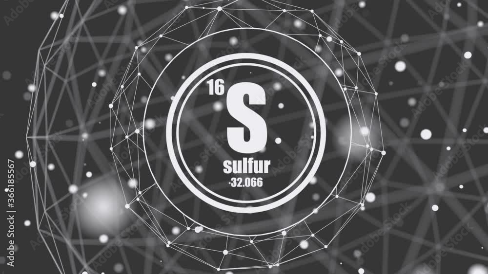 Sulfur chemical element. Sign with atomic number and atomic weight ...
