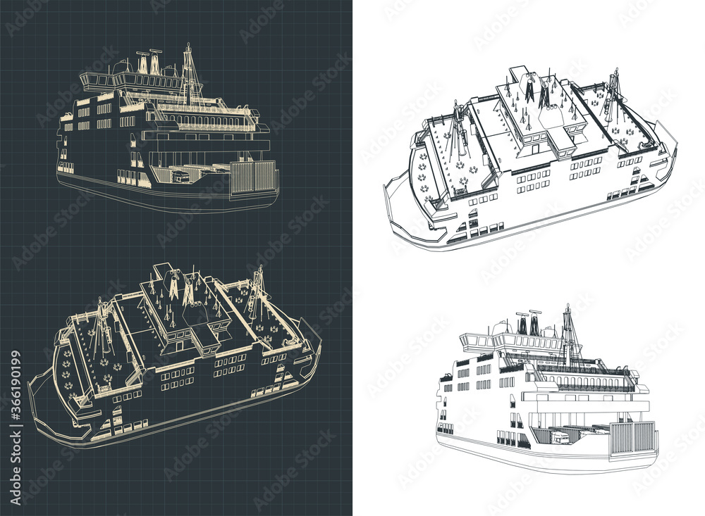 Ferry blueprints Stock Vector | Adobe Stock