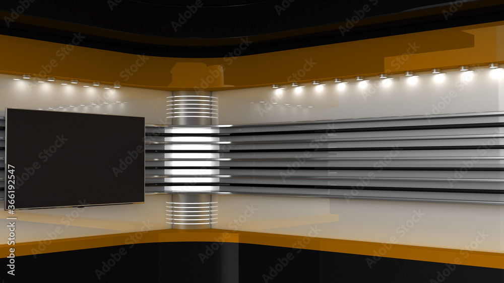 Tv Studio. Backdrop for TV shows. TV on wall. News studio. The perfect ...