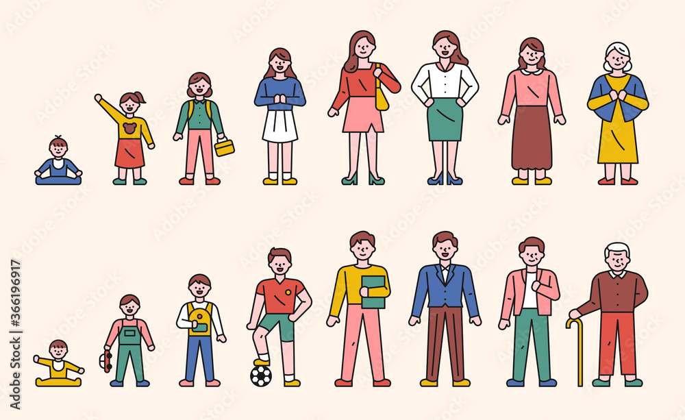 Age stages from child to senior. Stock Vector | Adobe Stock