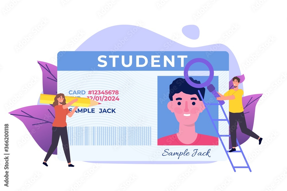 School, Student id card with photo. Vector illustration. Stock Vector ...