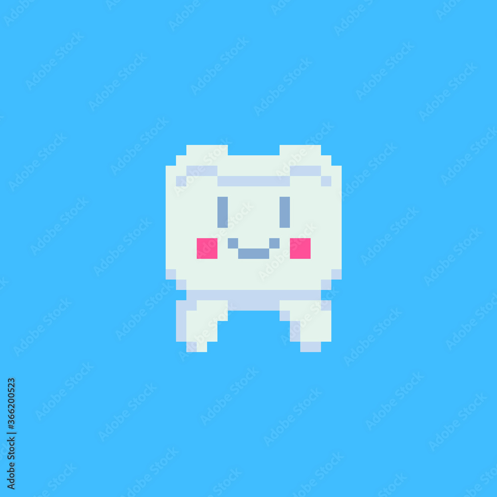 Cute tooth sticker. Pixel art icon. Design for logo dental clinic, web ...