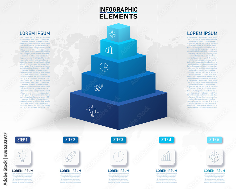 Colorful Pyramid infographics template 5 options. with numbers and ...