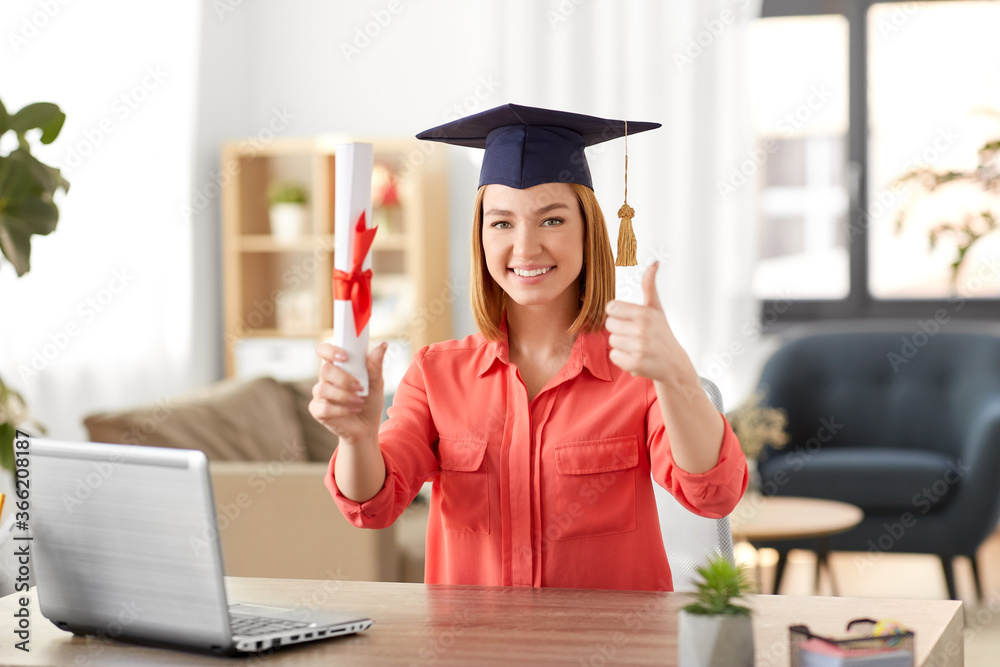 e-learning, education and people concept - happy smiling female ...