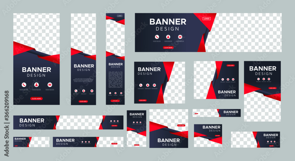 set of creative web banners of standard size with a place for photos ...