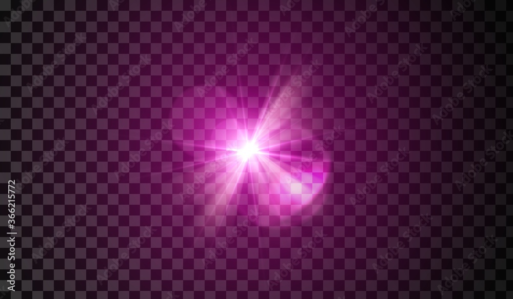 Lens flare. Light glow effect. Pink sparkle and glare object. Isolated ...