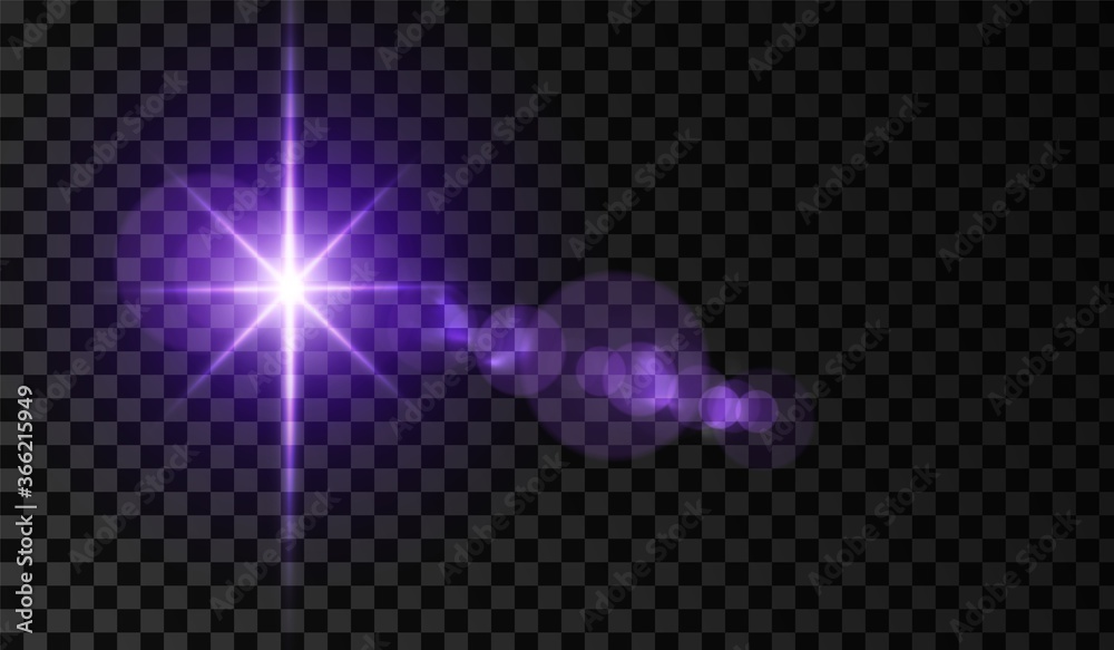 Lens flare. Light glow effect. Violet sparkle and glare object ...