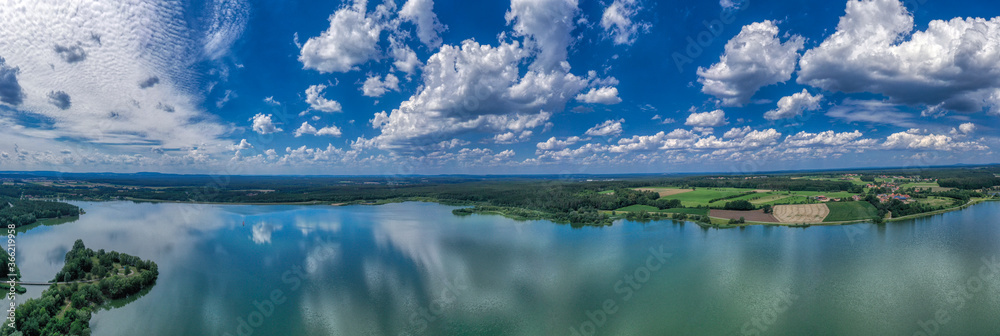 Aerial view of the Rothsee in the Franconian Lake Region. Wonderful ...