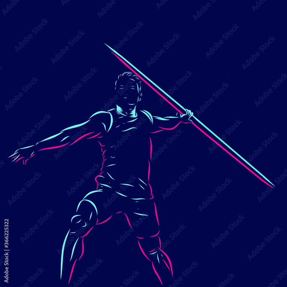 javelin line pop art potrait logo colorful design with dark background ...