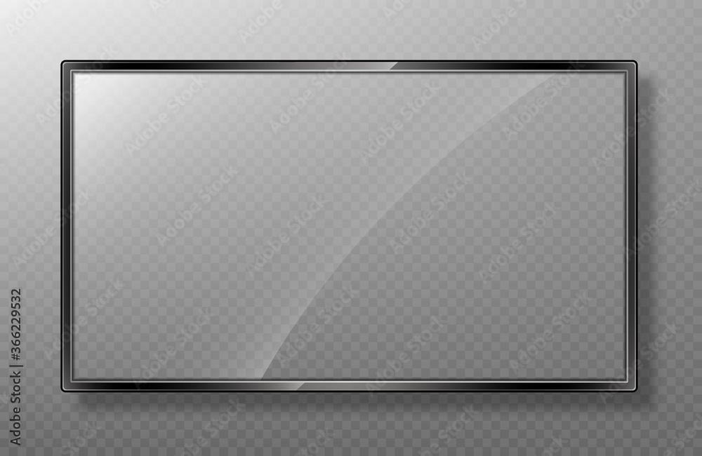 Realistic frame of TV screen mockup. Modern lcd panel isolated on ...