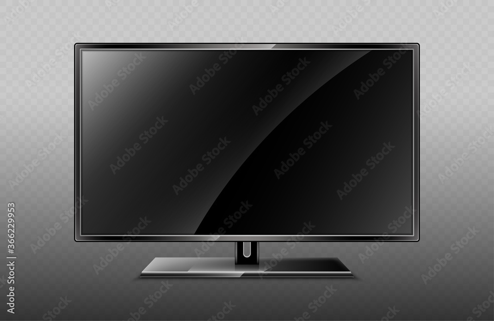 Flat smart TV mockup with blank screen. Modern lcd panel isolated on ...