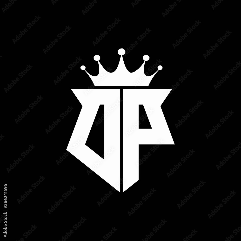 dp logo monogram shield shape with crown design template Stock Vector ...