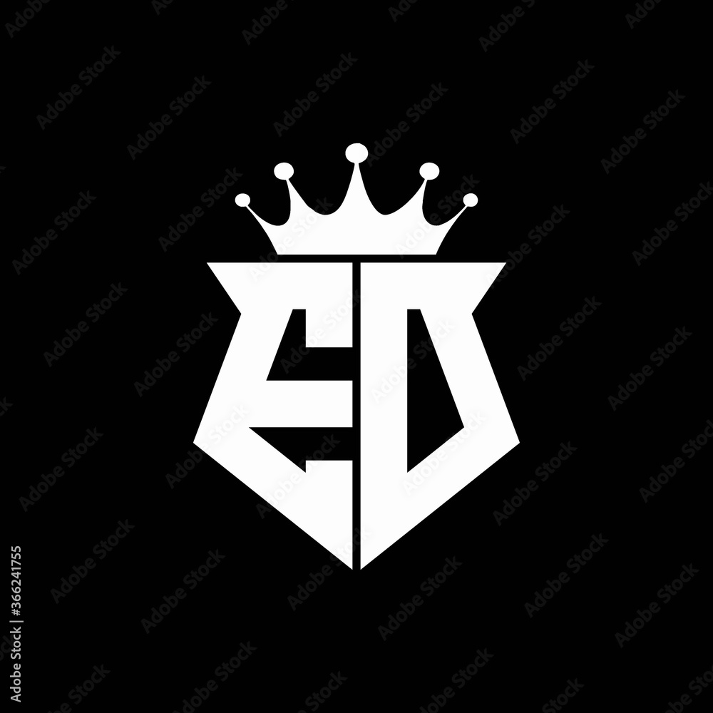 ed logo monogram shield shape with crown design template Stock Vector ...
