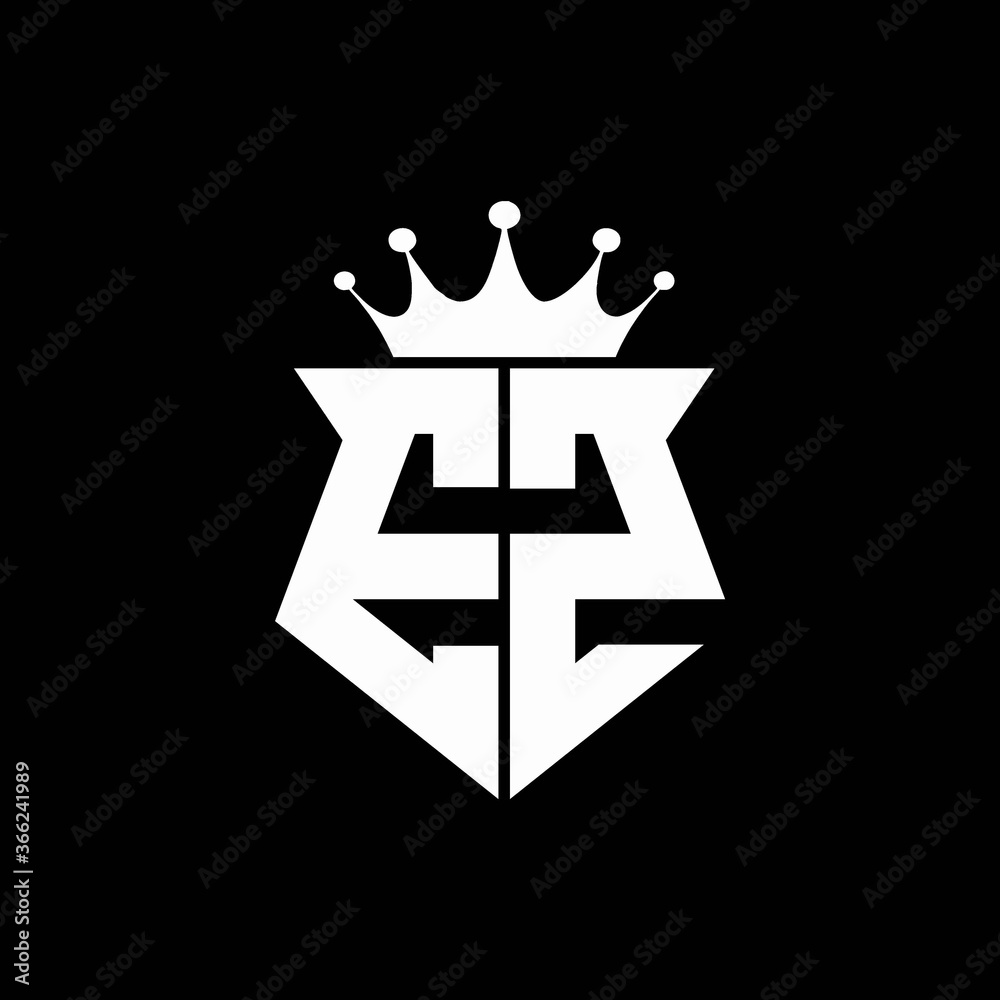 ez logo monogram shield shape with crown design template Stock Vector ...