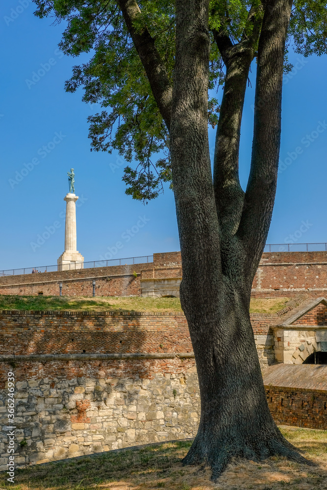 Belgrade Fortress (Kalemegdan) with Victor monument, symbol of Belgrade ...