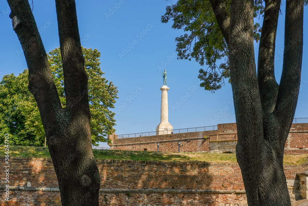 Belgrade Fortress (Kalemegdan) with Victor monument, symbol of Belgrade ...