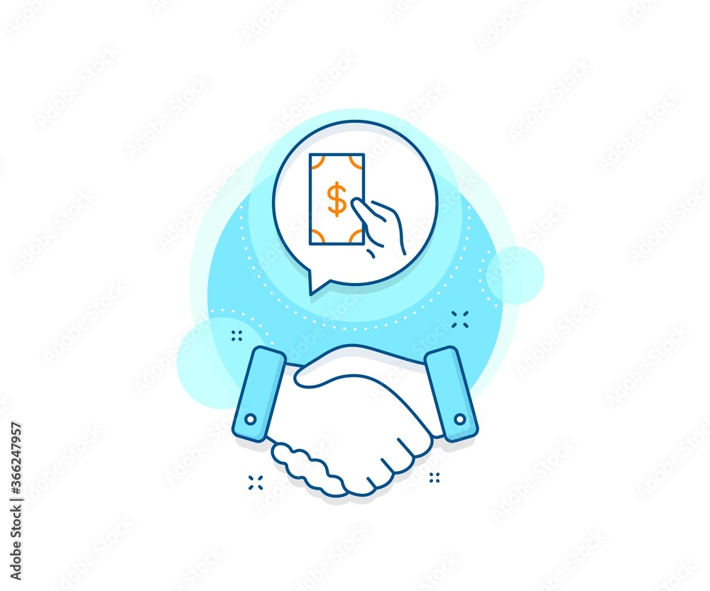 Banking currency sign. Handshake deal complex icon. Hold Cash money ...