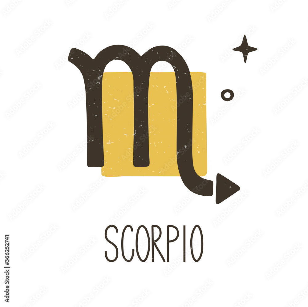 Cute scorpio zodiac sign. Two-color caption astrology symbol on a ...