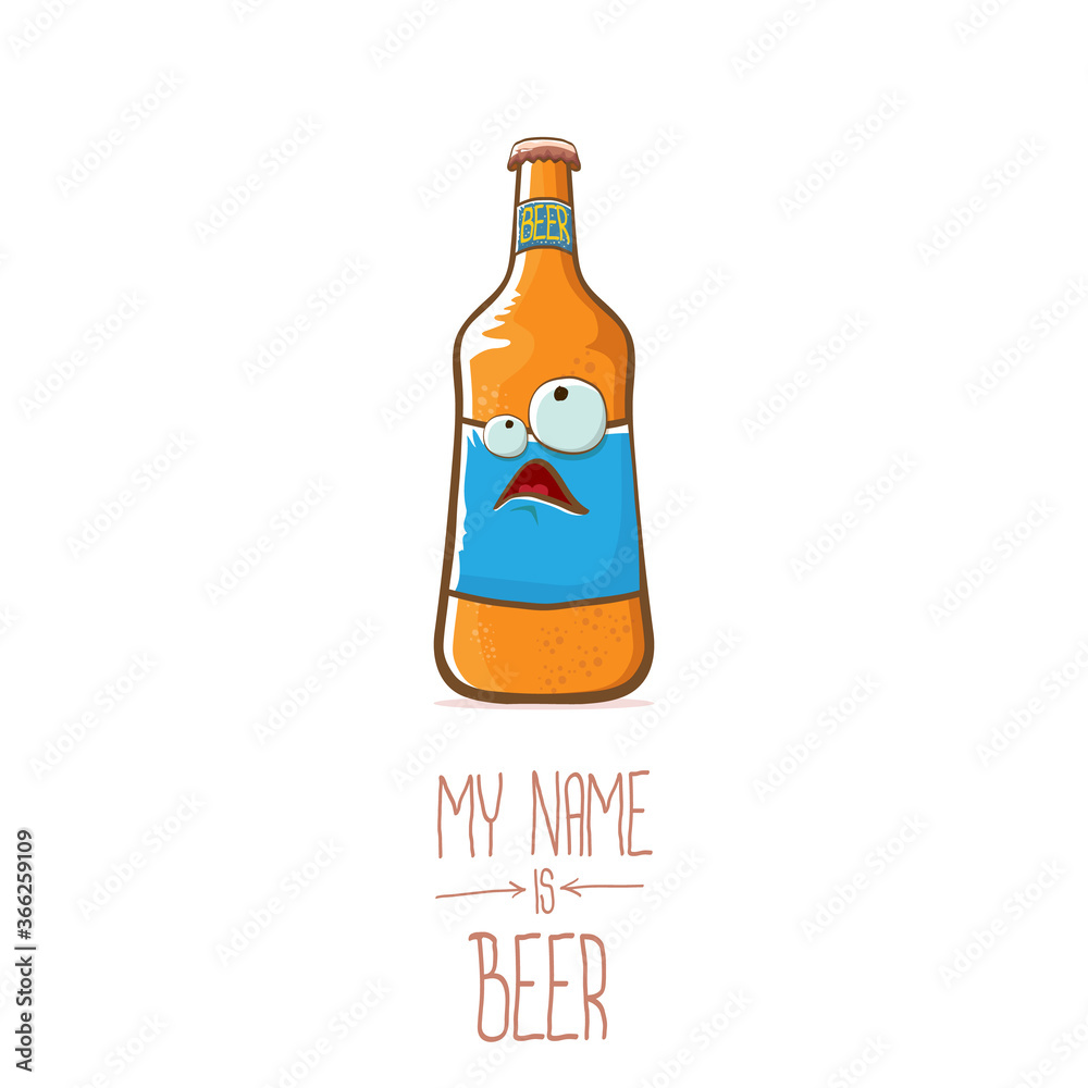vector cartoon funky beer bottle character isolated on white background ...