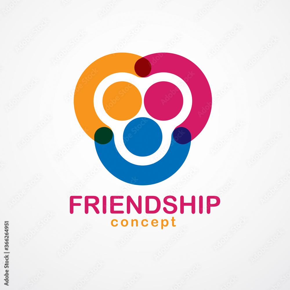 Teamwork and friendship concept created with simple geometric elements ...