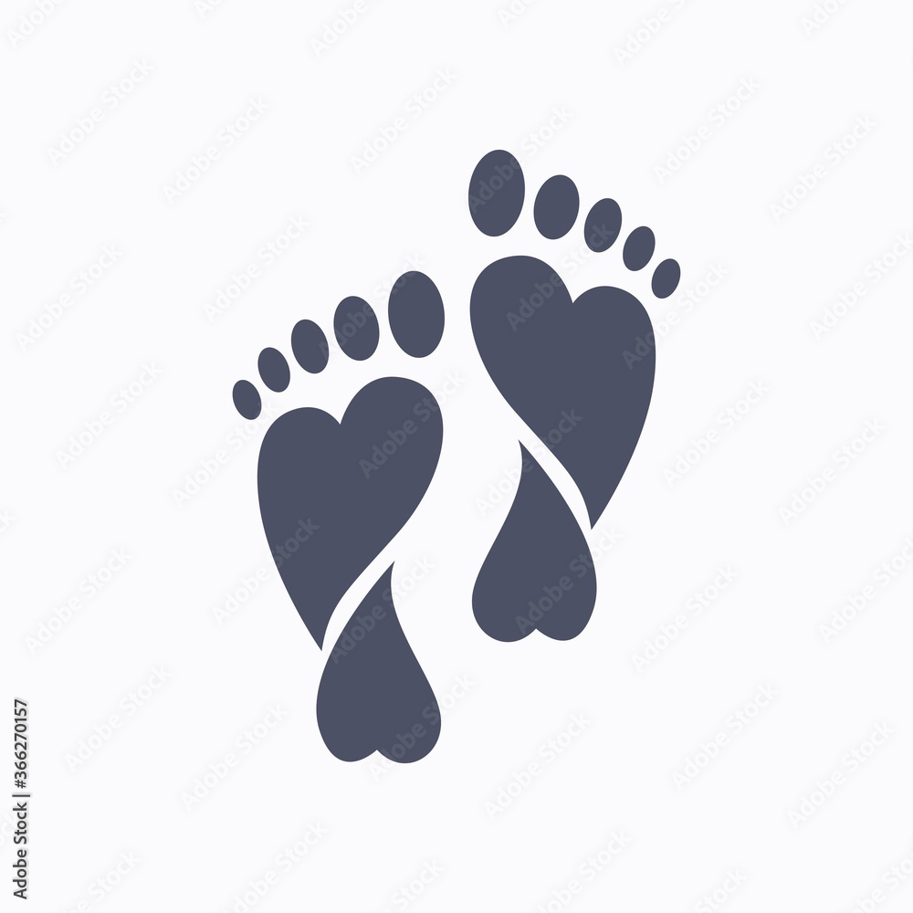 Heart foot template design isolated on white background. Modern ...