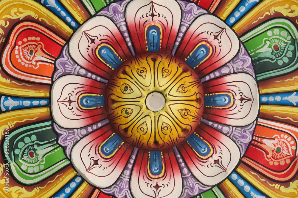 Colorful Beautiful Floral Richly Carved Mural Painting Pattern ...