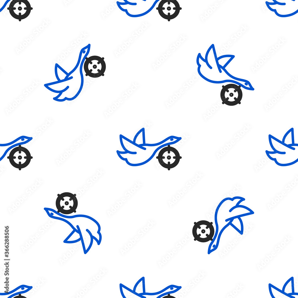 Line Hunt on duck with crosshairs icon isolated seamless pattern on ...