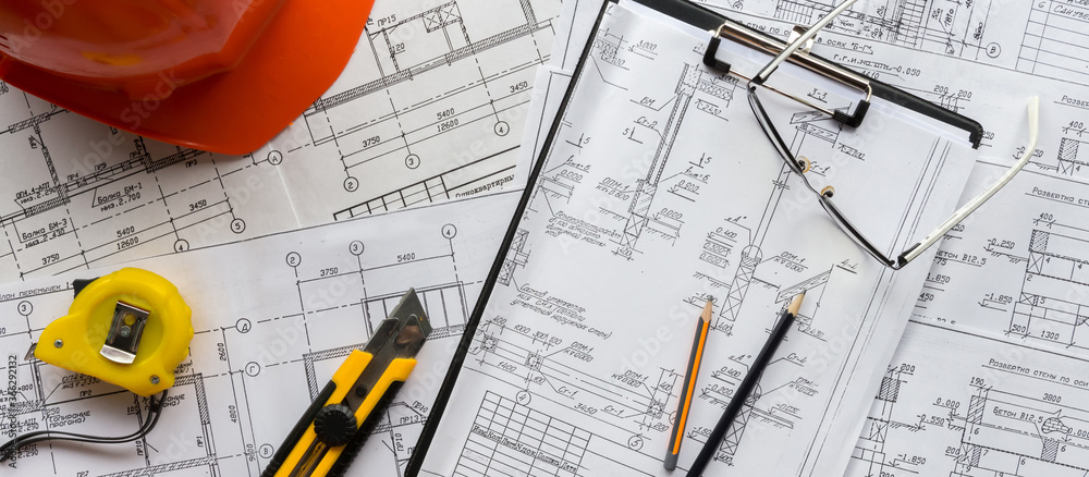 architect design working drawing sketch plans blueprints and making ...