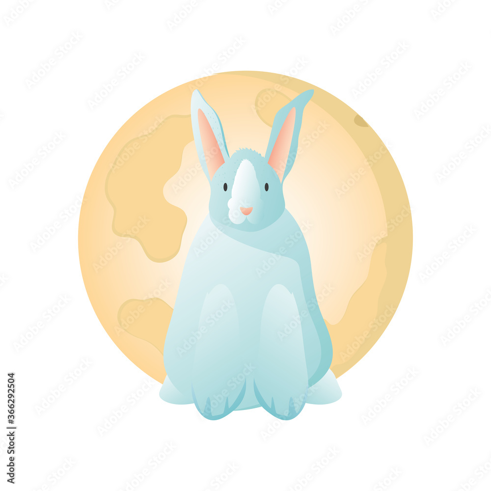 moon and jade rabbits chinese on white background Stock Vector | Adobe ...