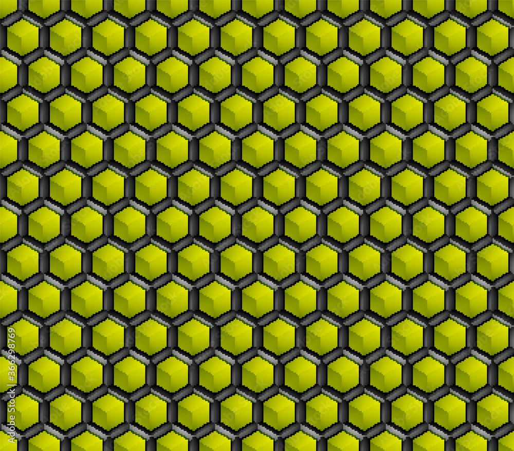 Colorful Abstract Hexagon structure Dark geometric background Pixel art ...