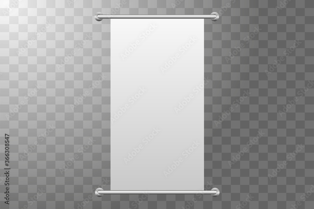 Realistic Banner isolated on a transparent background. Empty white ...