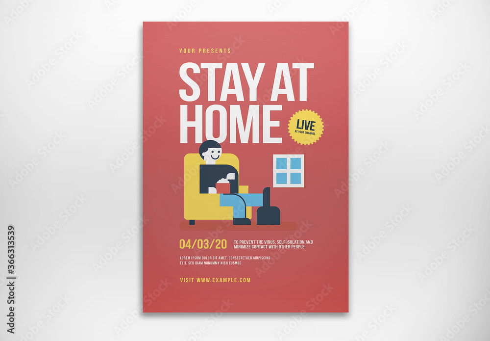 Stay at Home Flyer Layout Stock Template | Adobe Stock