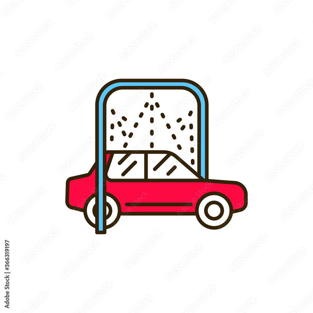 Car disinfection black line icon. Automatic car wash. Pictogram for web ...