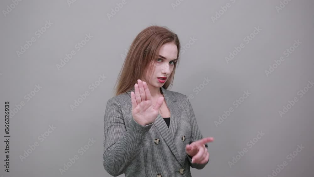 Palm arm raised air angry look straight you will not pass through ...