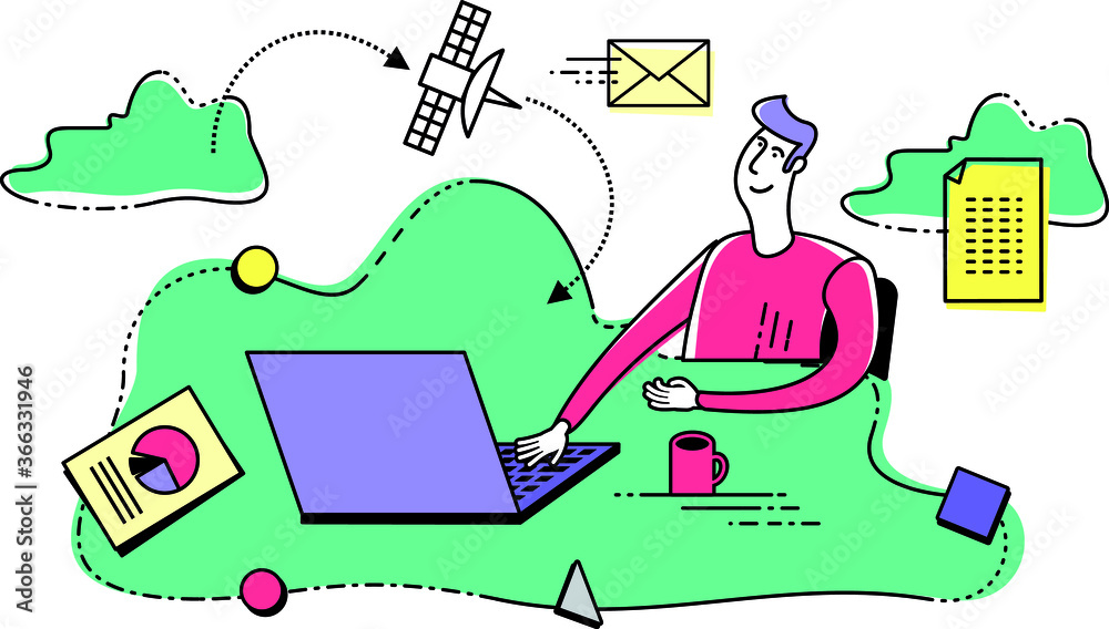 Cartoon character illustration for web design, presentation ...