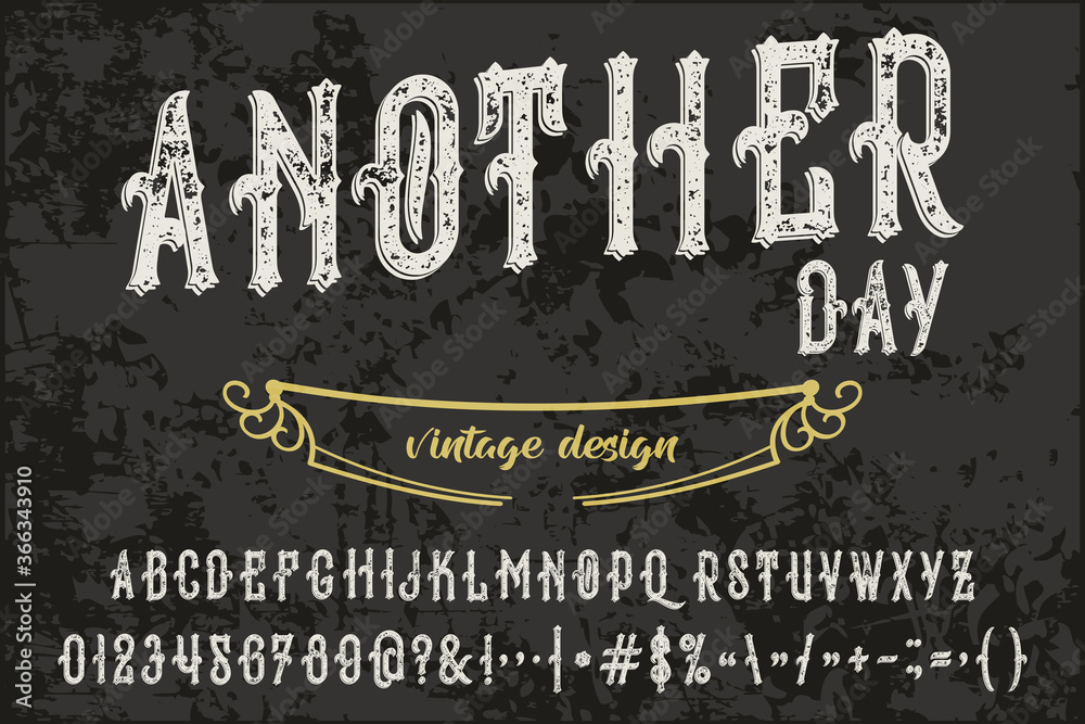 vintage font, typeface design, white and black style background ...