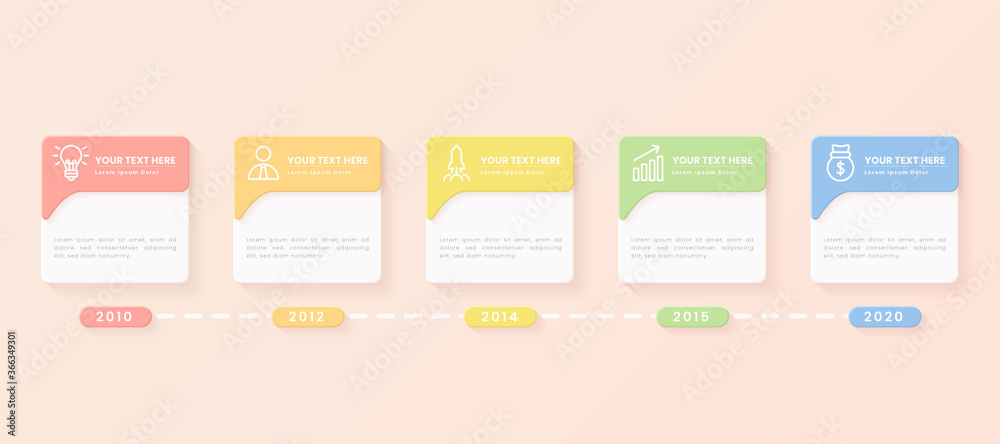 Fototapeta mapa świata dla dzieci Abstract 3D vector infographic template with a steps for ...