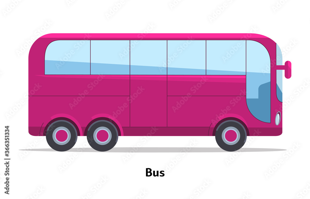 Bus side view. Vector stock flat illustration. Raspberry cartoon, toy ...