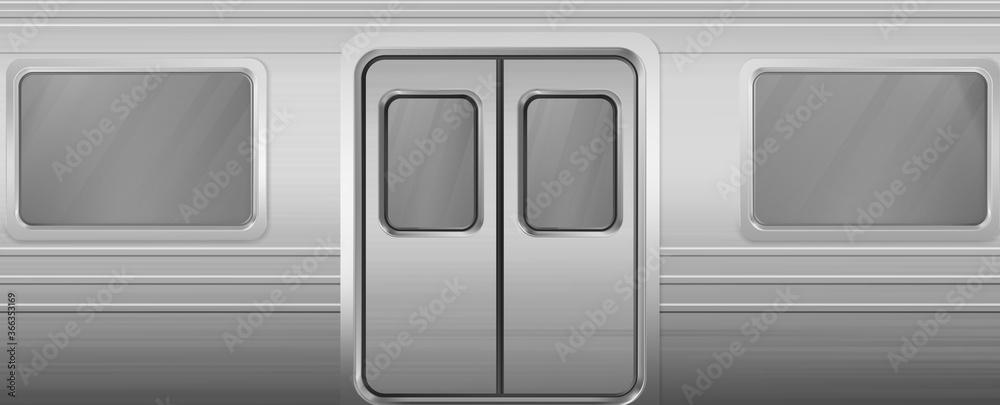 Train wagon with windows and closed doors. Vector realistic background ...